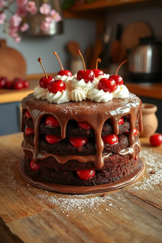 Chocolate Cherry Cake Recipe With Whipped Cream