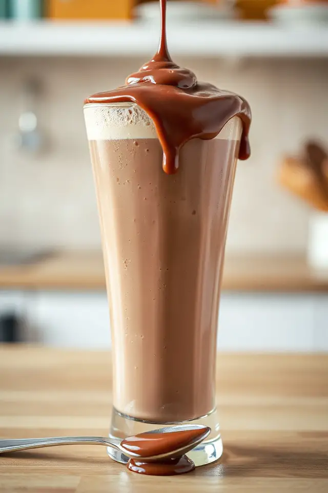 Frothy Chocolate Milk Recipe With Fudge Topping